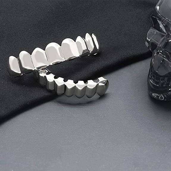 8 Top And Bottom Silver Grillz – Rhino Grillz