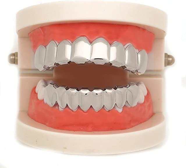 8 Top And Bottom Silver Grillz – Rhino Grillz