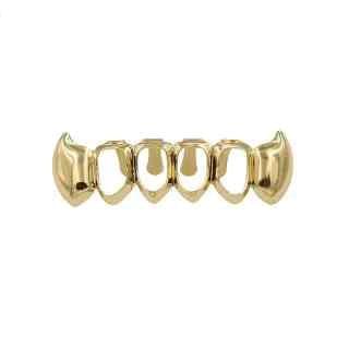 Bottom 4 Hole Gold Open Face Fangs Grillz – Rhino Grillz