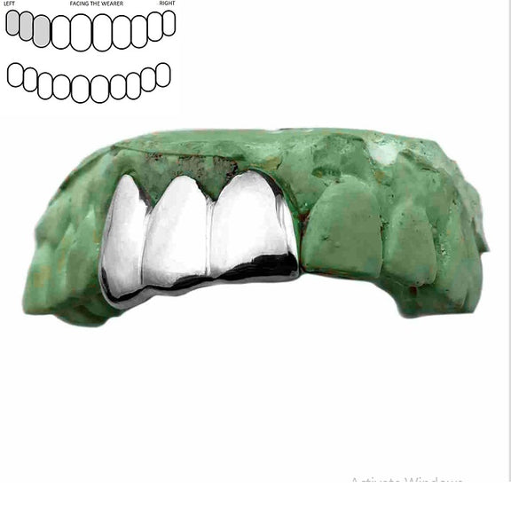 [Custom] .925 Sterling Silver Triple Teeth Grillz Cap – Rhino Grillz