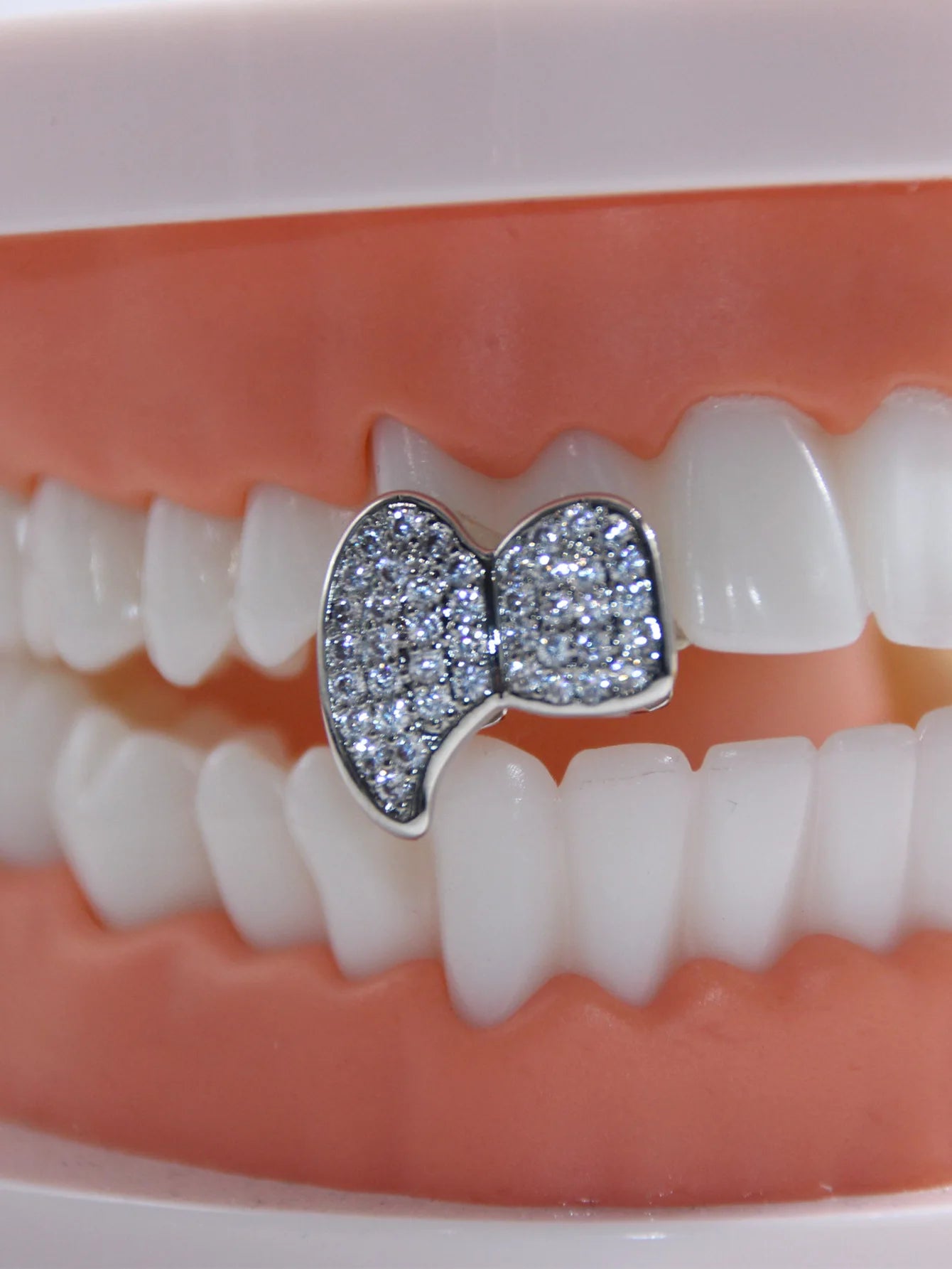 [Double] Silver Studded Canine Grillz – Rhino Grillz