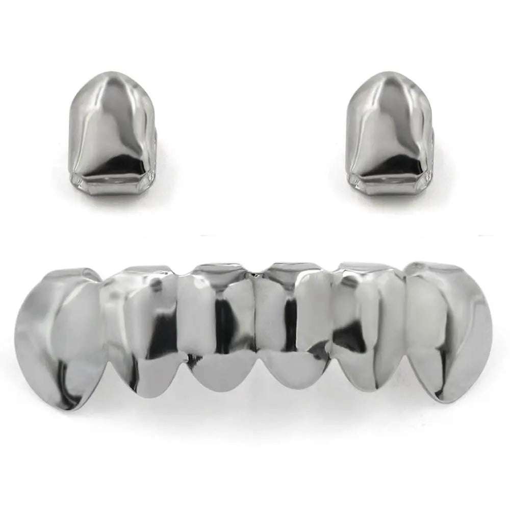2 Top 6 Bottom Silver Grillz – Rhino Grillz