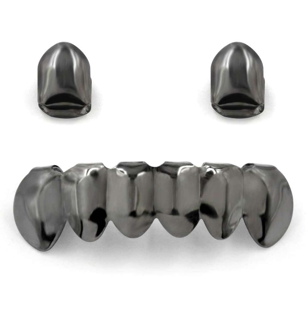 2 Top 6 Bottom Black Grillz – Rhino Grillz