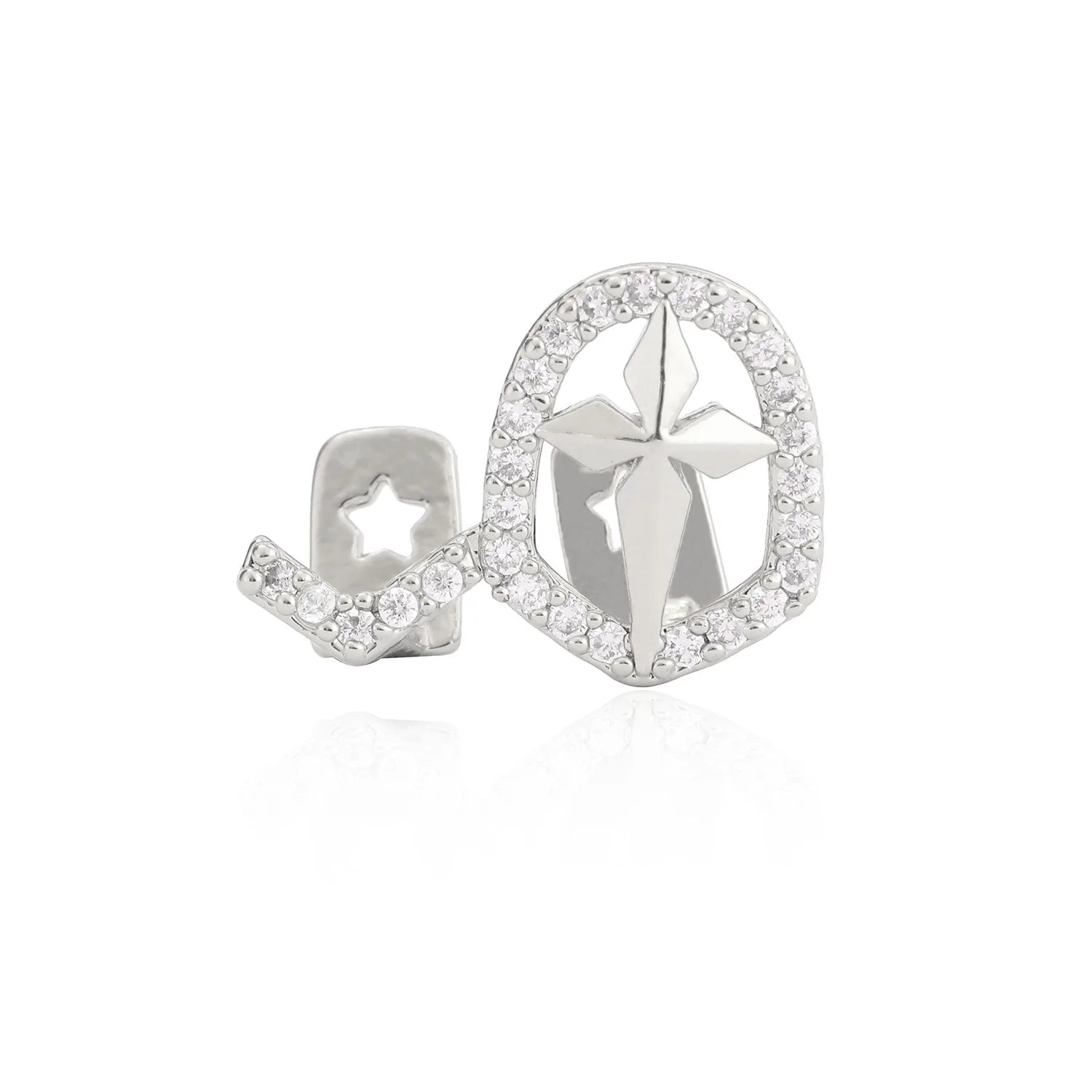 [Single] North Star Cross Grillz With Studded Border – Rhino Grillz