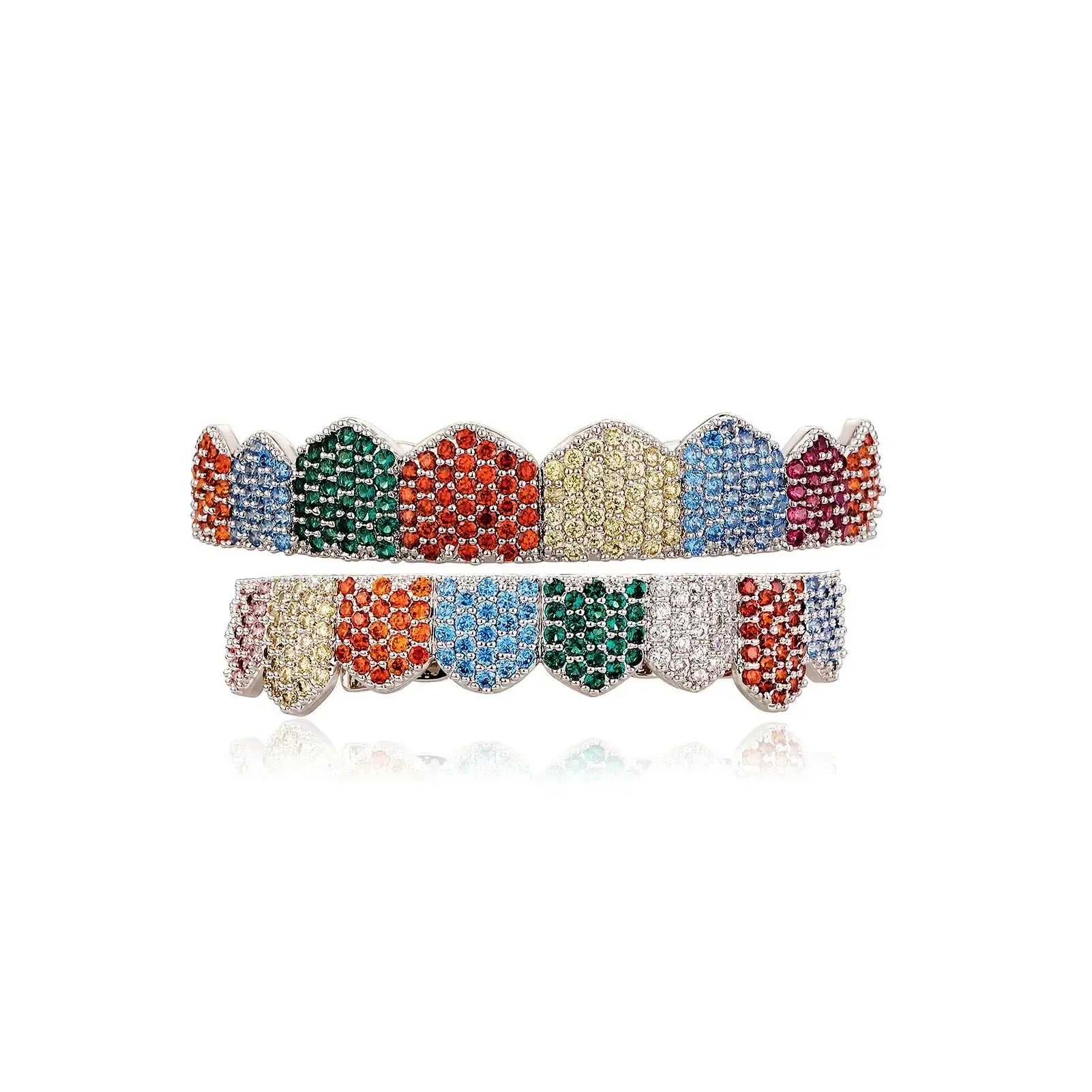 [Top and Bottom] Multi-Color Rainbow Grillz Grillz – Rhino Grillz