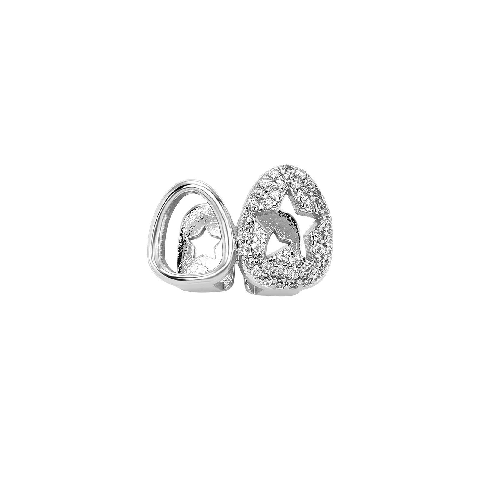 [Two Teeth] Silver Open Face Studded Star Grillz – Rhino Grillz