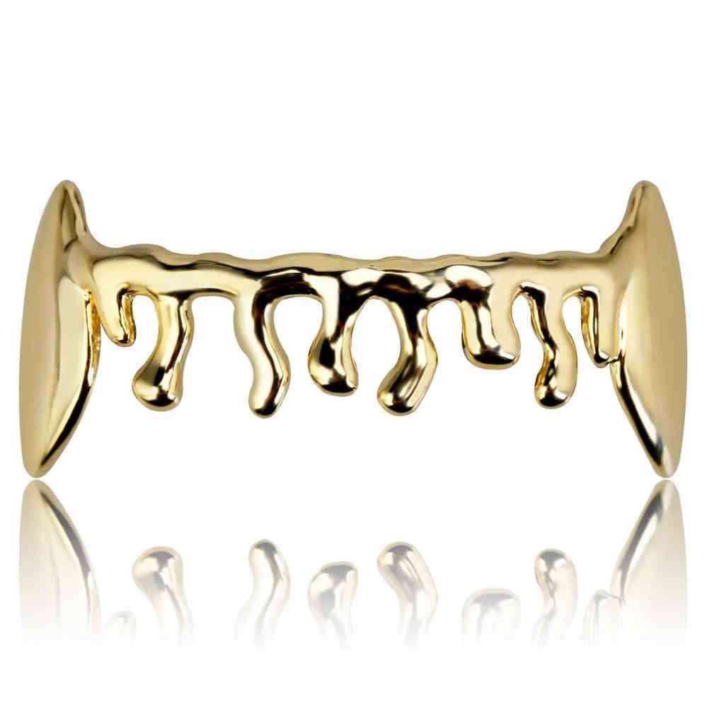 Gold Vampire Fang Drip Grillz [TOP AND BOTTOM] – Rhino Grillz