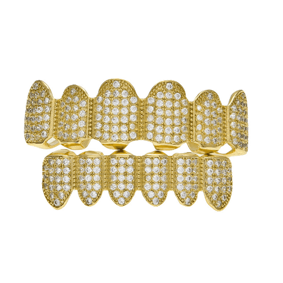 Luxury Gold Iced Out Diamond Grillz Top And Bottom Set – Rhino Grillz