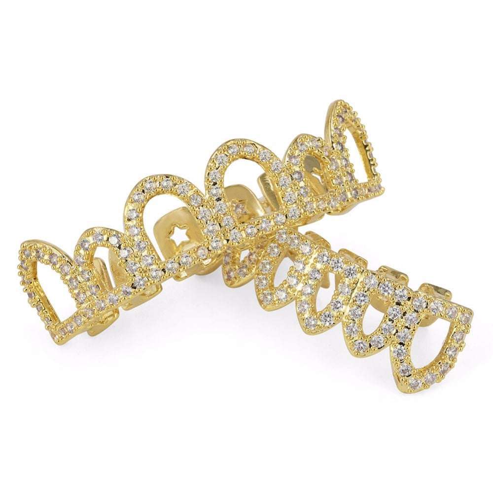 Open Face Grillz With Diamonds Gold – Rhino Grillz