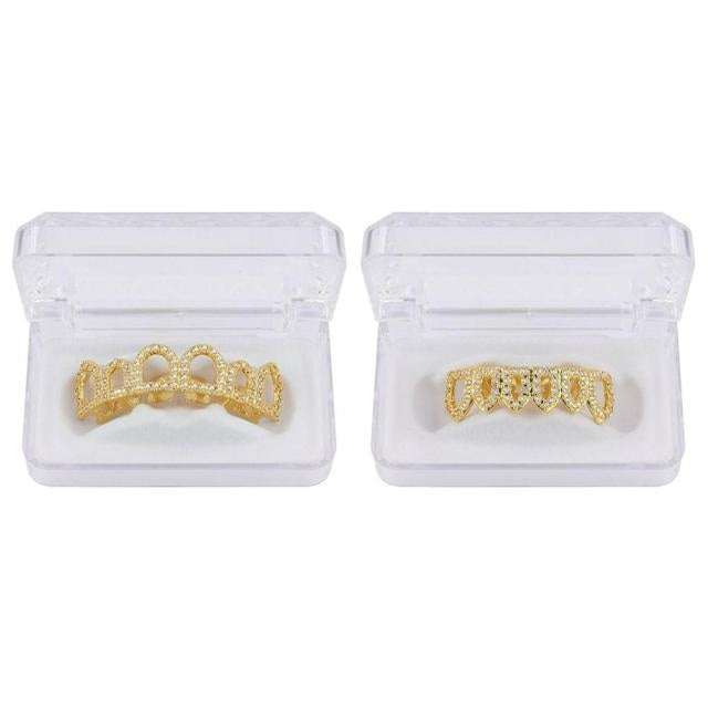 Open Face Grillz With Diamonds Gold – Rhino Grillz