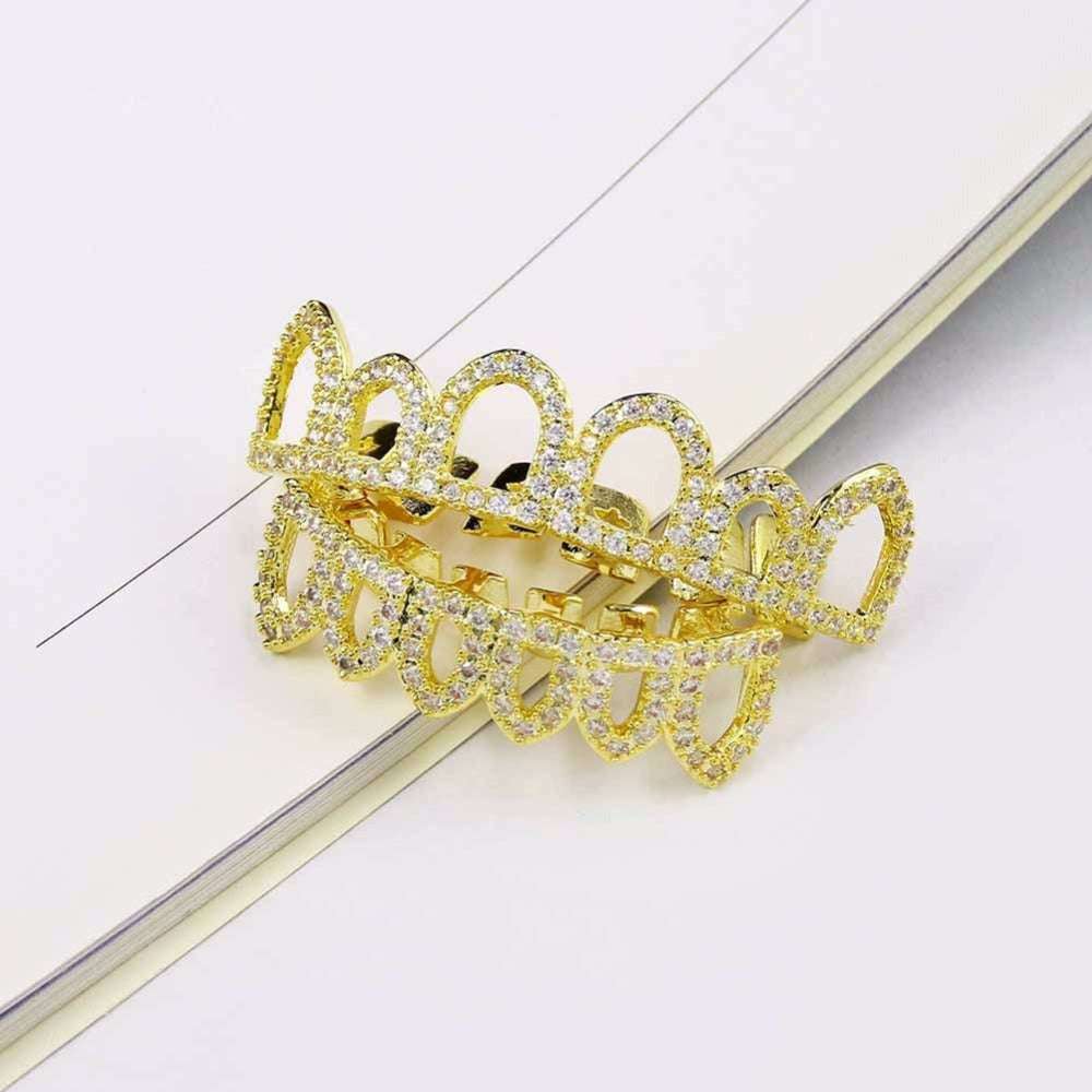 Open Face Grillz With Diamonds Gold – Rhino Grillz