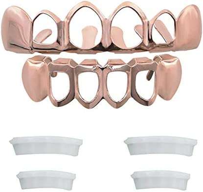 Bottom Premade Rose Gold Plated Open Face Grillz – Rhino Grillz