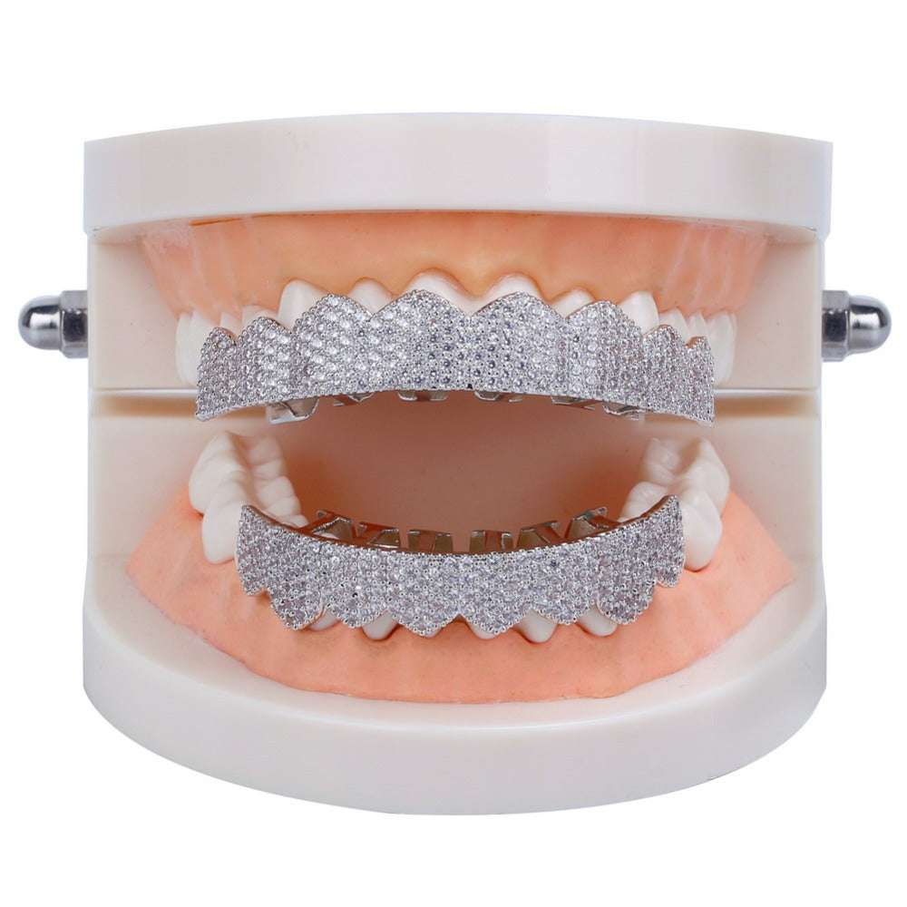 Silver Diamond 8 Teeth Grillz – Rhino Grillz