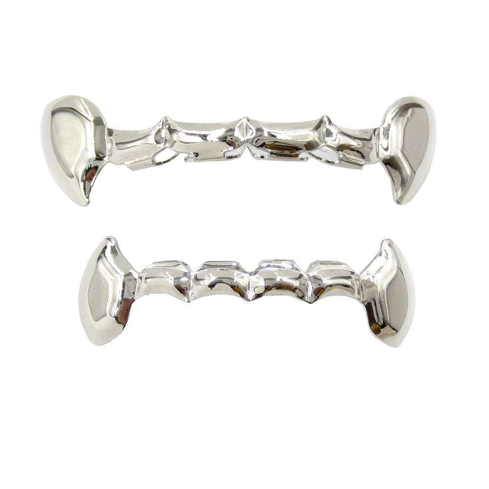 Silver Plated Half Fang Grillz – Rhino Grillz
