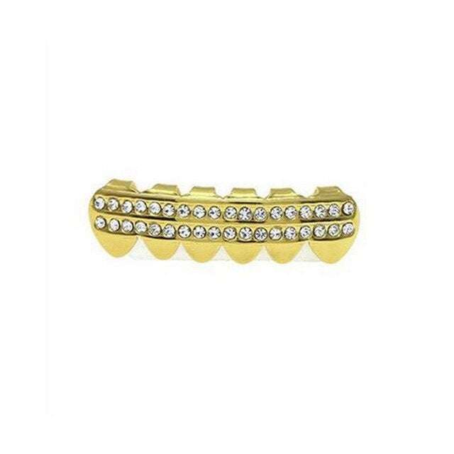 Diamond Fangs Gold Grillz [Top And Bottom] – Rhino Grillz