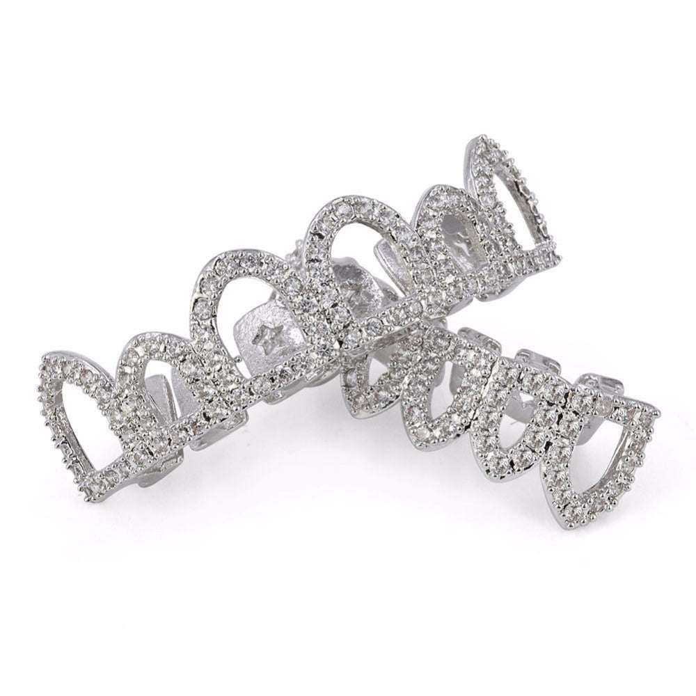 Open Face Diamond Grill Silver – Rhino Grillz
