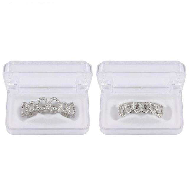 Open Face Diamond Grill Silver – Rhino Grillz