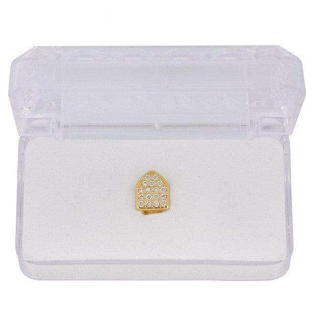 [Single Tooth] Iced Diamond Gold Grill – Rhino Grillz