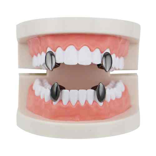 [Single Tooth X 4] Black Vampire Fangs Grillz – Rhino Grillz