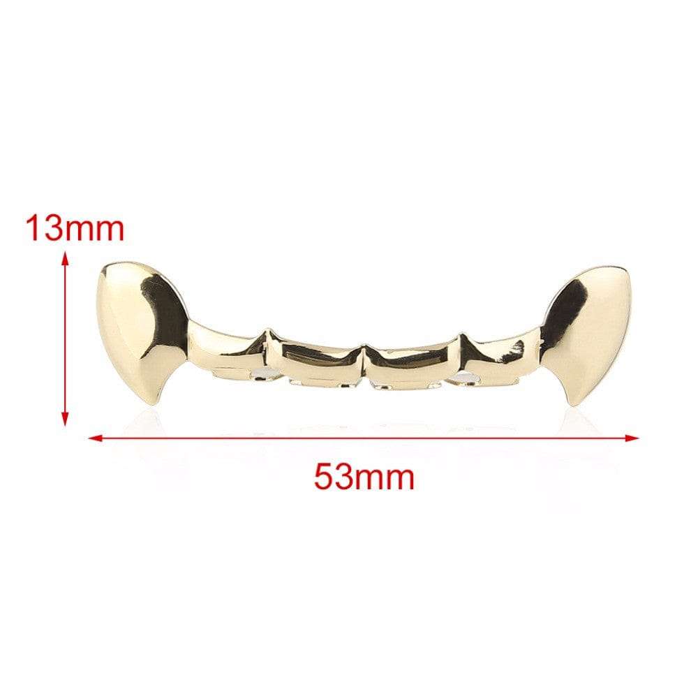 [Upper] Gold Plated Vampire Fangs Grillz – Rhino Grillz
