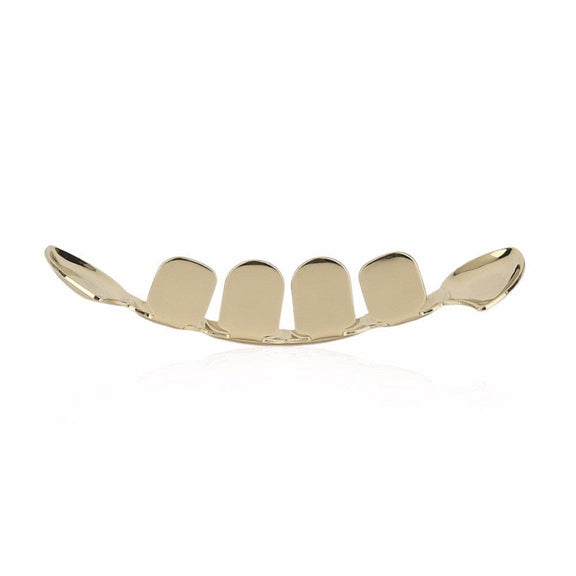 [Upper] Gold Plated Vampire Fangs Grillz – Rhino Grillz