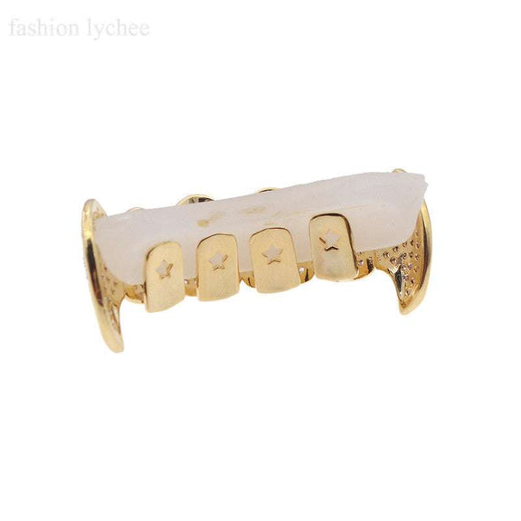 [Upper] Luxury Gold Vampire Fangs Grillz – Rhino Grillz
