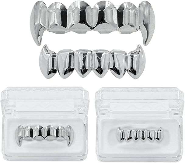 Top And Bottom Silver Fang Grillz – Rhino Grillz